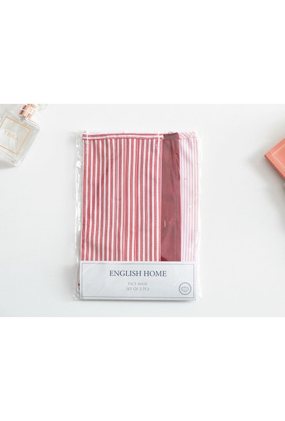 English Home Strıpes Pamuk Maske 9,5X18 cm Bordo