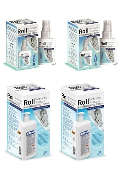 Roll El ve Cilt Dezenfektanı 1 Lt x 2 + Roll Sprey Dezenfektan x 2