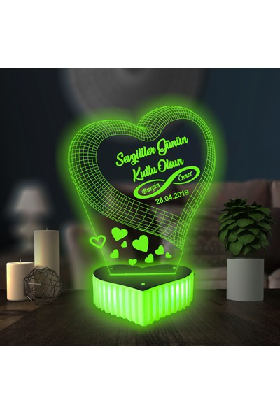 3D Hediye Dünyası Anneler günü hediyesi sevgilime özel lamba 16 Renkli Kumandalı
