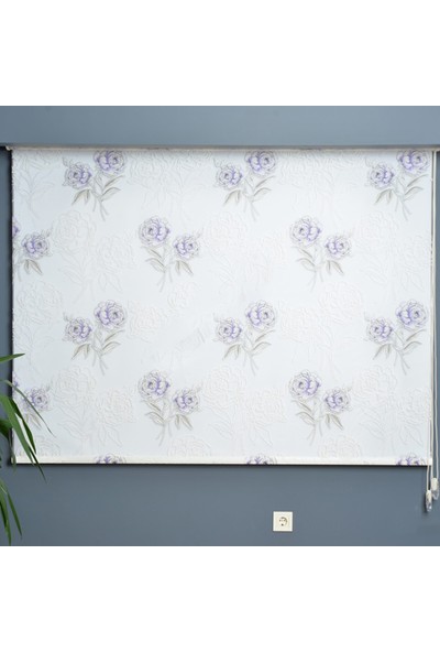 Halim Perdesan Mor Gül Desenli Tül Stor Perde Halim Perdesan Mor Gül Desenli Tül Stor Perde