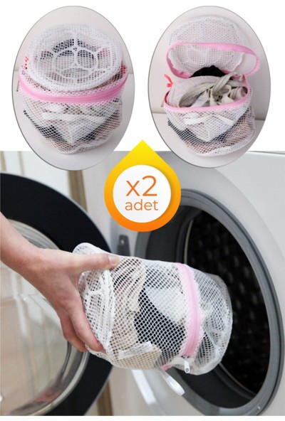 Adilon Sütyen Yıkama Filesi Tam Korumalı 2 Adet Fermuarlı Hassas Çamaşır Yıkama Aparatı