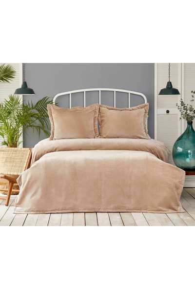 Karaca Home Gabriel Bej Çift Kişilik Soft Yatak Örtüsü Seti