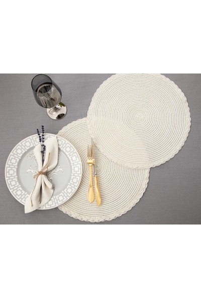 English Home Nila Polyester 2'li Amerikan Servis 38 cm Bej