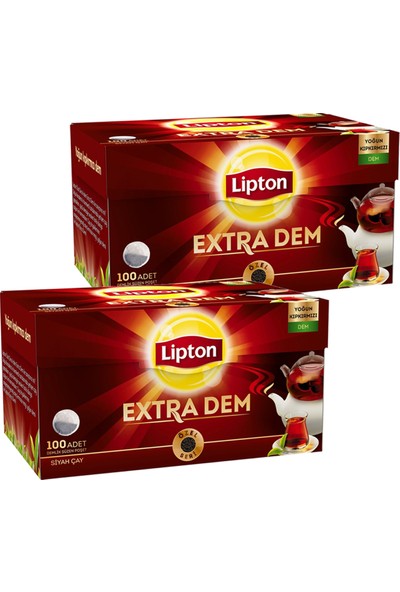 Lipton Extra Dem Demlik Poşet Çay 100 x 3,2 Gr. Ikili Set