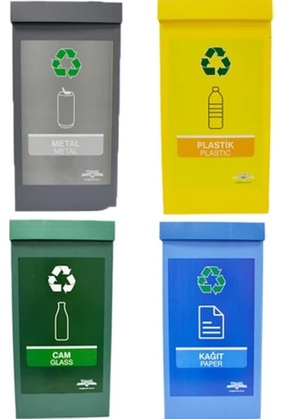 Gediz Plastik Ihsan Geri Dönüşüm Kutusu Sıfır Atık Kutusu 4 Lü Set