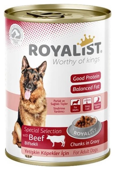 Royalist Biftekli Parça Etli Gravy Soslu Yetişkin Köpek Konservesi 400 gr Royalist Biftekli Parça Etli Gravy Soslu Yetişkin Köpek Konservesi 400 gr
