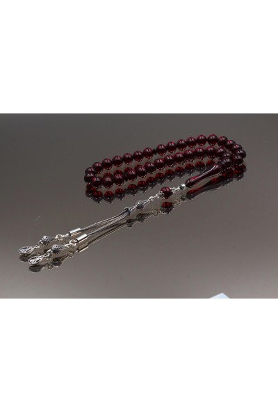 Anatolia Silver Gümüş Püsküllü Ateş Kehribar Tespih