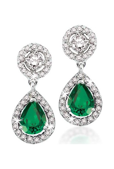 Emel Pırlanta 1.27 Ct. Pırlanta Zümrüt Küpe