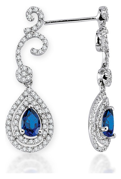 Emel Pırlanta 1.98 Ct. Pırlanta Safir Küpe