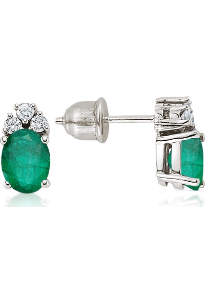 Emel Pırlanta 3.19 Ct. Pırlanta Zümrüt Küpe