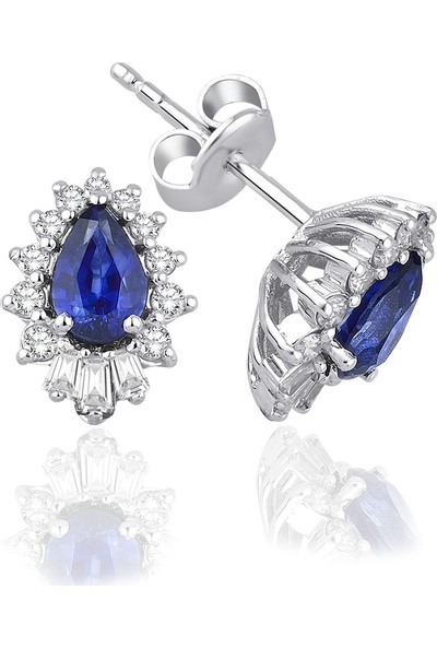 Emel Pırlanta 1.39 Ct. Pırlanta Baget Safir Küpe Emel Pırlanta 1.39 Ct. Pırlanta Baget Safir Küpe