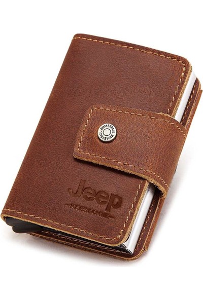 Jeep Premium Deri Rıfd Özellikli Mekanizmalı Kahverengi Kartlık Jeep Premium Deri Rıfd Özellikli Mekanizmalı Kahverengi Kartlık