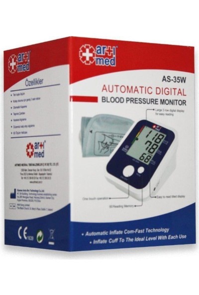 Artımed AS-35W Otomatik Dijital Tansiyon Ölçüm Aleti Artımed AS-35W Otomatik Dijital Tansiyon Ölçüm Aleti