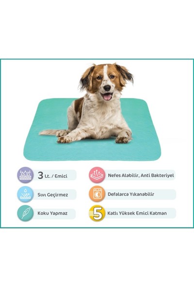 Ata Exclusive Fabrics 5 Katlı Yıkanabilir ve Emici Köpek Çiş Pedi 75 x 90 cm