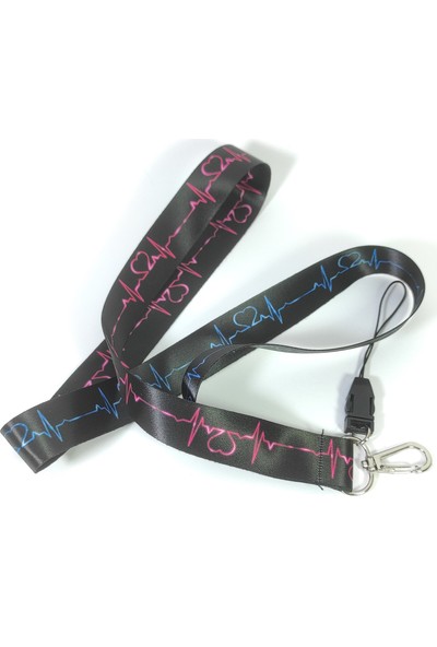 Çatı Medikal Kalp Ritmi Desenli Yaka Kartı Ipi & Telefon Askısı Çatı Medikal Kalp Ritmi Desenli Yaka Kartı Ipi & Telefon Askısı