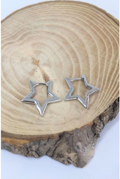 Axexuar Yıldız Motifli Gümüş Gri 316L Çelik Unisex Küpe - Çift Axexuar Yıldız Motifli Gümüş Gri 316L Çelik Unisex Küpe - Çift