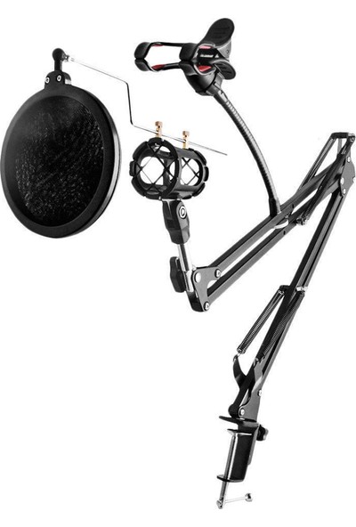 Microcase 3in1 Hareketli Tasarım Profesyonel Mikrofon Standı + Pop Filtre + Telefon Tutucu - AL2552 Microcase 3in1 Hareketli Tasarım Profesyonel Mikrofon Standı + Pop Filtre + Telefon Tutucu - AL2552