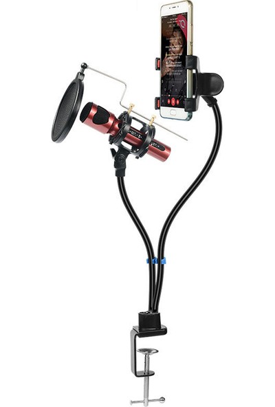 Microcase 3in1 Klipsli Masaüstü Esnek Mikrofon Standı + Pop Filtre + Telefon Tutucu - AL2518 Microcase 3in1 Klipsli Masaüstü Esnek Mikrofon Standı + Pop Filtre + Telefon Tutucu - AL2518