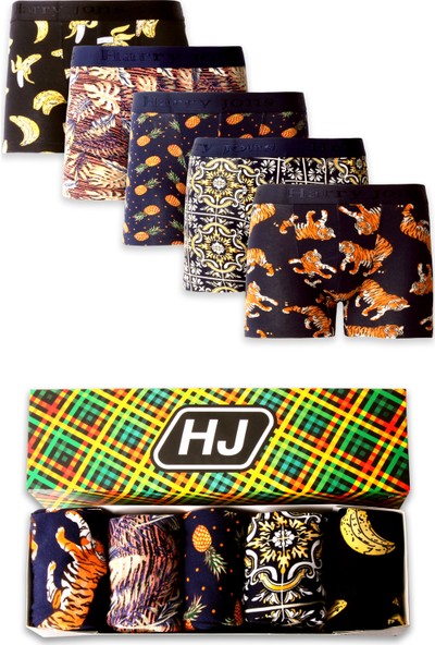 Harry Jons Erkek 5'li Desenli Renkli Pamuklu Premium Paket Boxer Harry Jons Erkek 5'li Desenli Renkli Pamuklu Premium Paket Boxer