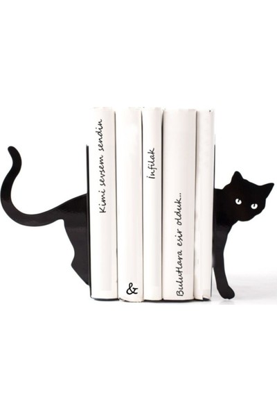 Thorqtech Kara Kedi Figürlü Dekoratif Metal Kitap Tutucu, Kitap Desteği Thorqtech Kara Kedi Figürlü Dekoratif Metal Kitap Tutucu, Kitap Desteği