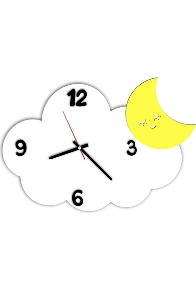 Woodcas Çocuk Odası Dekoratif Ahşap Bulut Saat