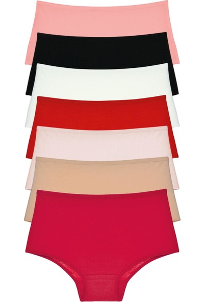 LadyMelex Kadın Çok Renkli Yüksek Bel Normal Beden Külot 7'li Paket LadyMelex Kadın Çok Renkli Yüksek Bel Normal Beden Külot 7'li Paket