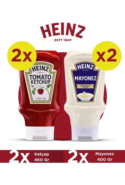 Heinz Ketçap 460 gr ve Mayonez 400 gr Fırsat Paketi (2 'li Ketçap 460 gr + 2 'li Mayonez 400 Gr) Heinz Ketçap 460 gr ve Mayonez 400 gr Fırsat Paketi (2 'li Ketçap 460 gr + 2 'li Mayonez 400 Gr)
