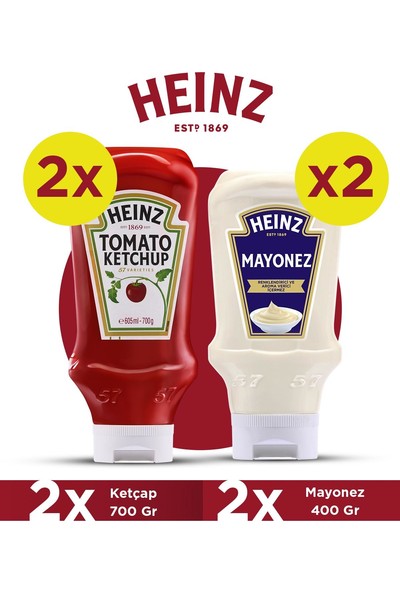 Heinz Ketçap 700 gr ve Mayonez 400 gr Fırsat Paketi (2 'li Ketçap 700 gr + 2 'li Mayonez 400 Gr) Heinz Ketçap 700 gr ve Mayonez 400 gr Fırsat Paketi (2 'li Ketçap 700 gr + 2 'li Mayonez 400 Gr)