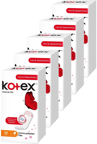 Kotex Ince Günlük Ped 34'lü 5'li Set