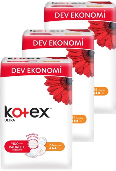 Kotex Ultra Normal Ped 34'lü 3'lü Set
