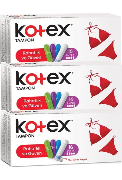 Kotex Tampon Süper 16'lı 3'lü Set