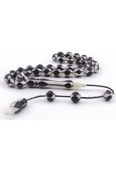 Alışverişrengi Deve Kemiği Üzerine Kuka Ve Abanoz Ağacı İşlemeli Tesbih