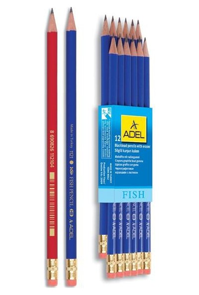 Adel Fish Pencil Silgili Kurşun Kalem 12'li Adel Fish Pencil Silgili Kurşun Kalem 12'li
