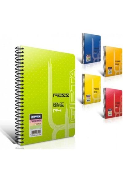 Gıpta 1137 Pass Spiralli Plastik Kapak 6 Renk İç Blok Defter A4 120/4 Gıpta 1137 Pass Spiralli Plastik Kapak 6 Renk İç Blok Defter A4 120/4
