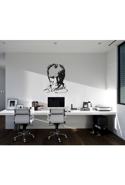 Freya Atatürk Silüeti ve İmzası Duvar Stickerı 100 X 120 cm
