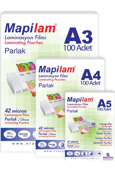 Mapi Laminasyon Filmi 125 Mikron A4 Parlak 100'lü Paket