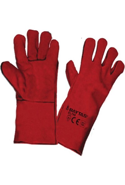 Baytaş Uzun Kırmızı Deri Kaynakçı Eldiveniz