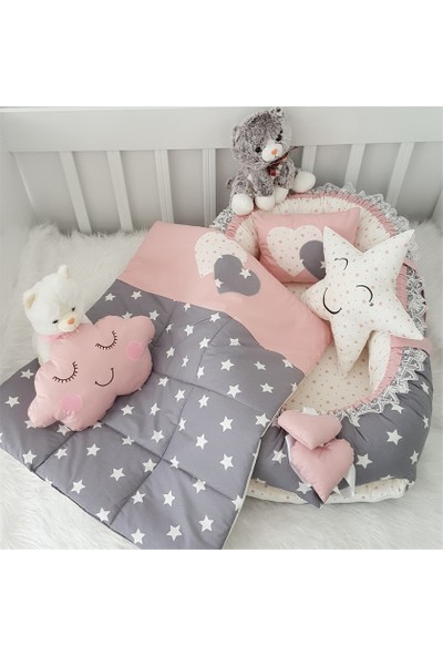 Jaju Baby Gri Yıldız 5 Parça Lüx Babynest Set Jaju Baby Gri Yıldız 5 Parça Lüx Babynest Set