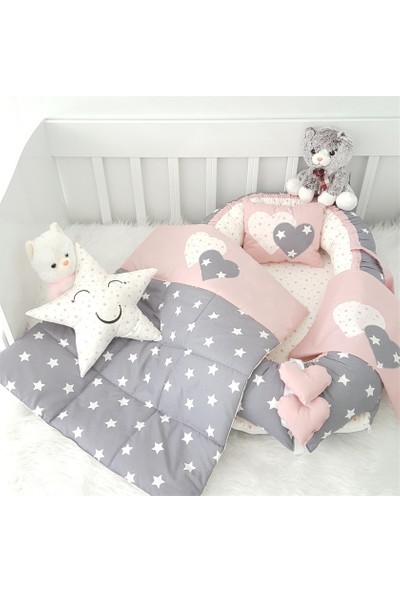 Jaju Baby Pudra Gri Yıldız Desenli Jaju Baby Seti