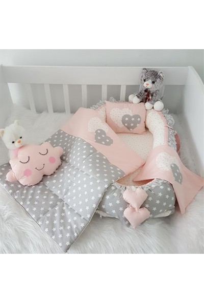 Jaju Baby Pudra-gri Yıldız Desenli Babynest Set