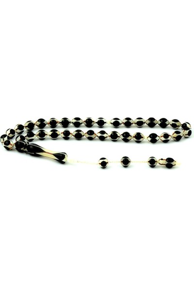 Gureba Deve Kemiğine Kuka Ve Abanoz Ağacı İşlemeli Tesbih