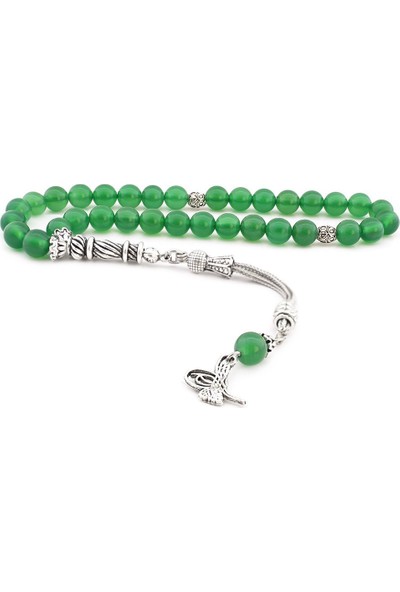 Gureba Küre Kesim Yeşil Akik Tesbih