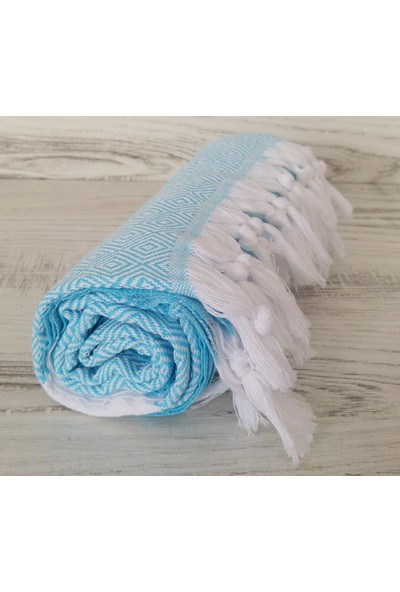 Wellstil Pamuk Elmas Peştemal Plaj Havlusu Bebe Mavisi
