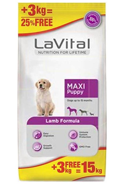 Lavital Maxi Puppy Lamb Kuzulu Büyük Irk Yavru Köpek Maması 12+3 Kg. Lavital Maxi Puppy Lamb Kuzulu Büyük Irk Yavru Köpek Maması 12+3 Kg.