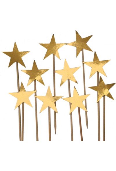 Elitparti Yıldız Kürdan Süs Altın 10 Adet - Kalp Kürdan Süs Altın