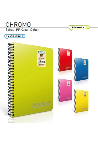 Chromo Spiralli Plastik Kapak Defter A5 60 Yaprak Çizgili Chromo Spiralli Plastik Kapak Defter A5 60 Yaprak Çizgili