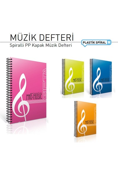 Gıpta Spiralli Plastik Kapak Müzik Defteri A4 60 Yaprak Gıpta Spiralli Plastik Kapak Müzik Defteri A4 60 Yaprak