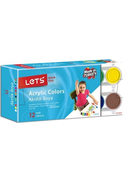 Lets 12 Renk Akrilik Boya Şişede 12x25 ml. Lets 12 Renk Akrilik Boya Şişede 12x25 ml.