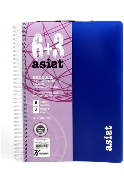 Keskin Color A4 270 Yaprak 6+3 Ayraçlı Plastik Kapak Asist Defter Keskin Color A4 270 Yaprak 6+3 Ayraçlı Plastik Kapak Asist Defter