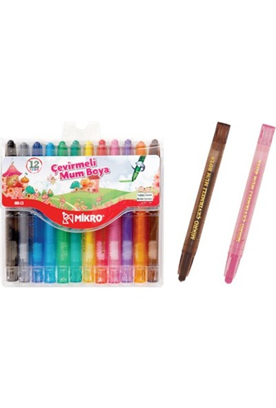 Mikro Mb-13 Çevirmeli Mum Boya 12 li Kısa